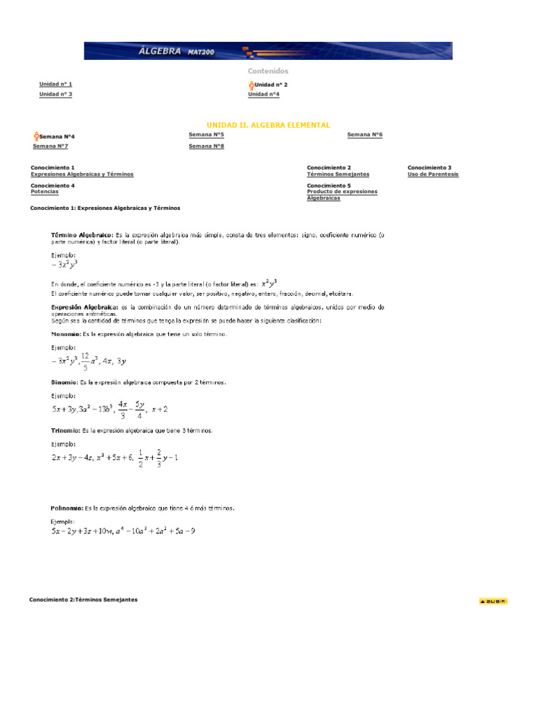 Álgebra Elemental | PDF