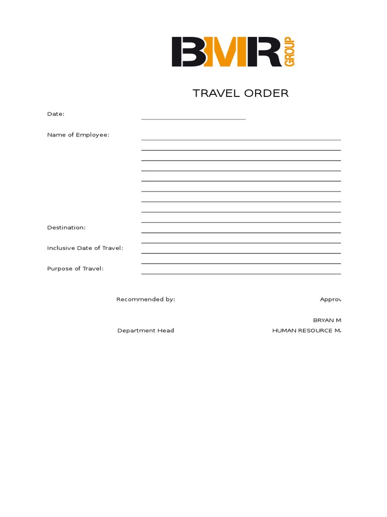 Travel Order - Form | PDF