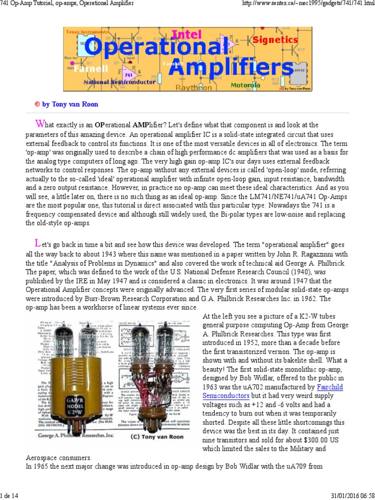 741 Op-Amp Tutorial | PDF | Operational Amplifier | Amplifier