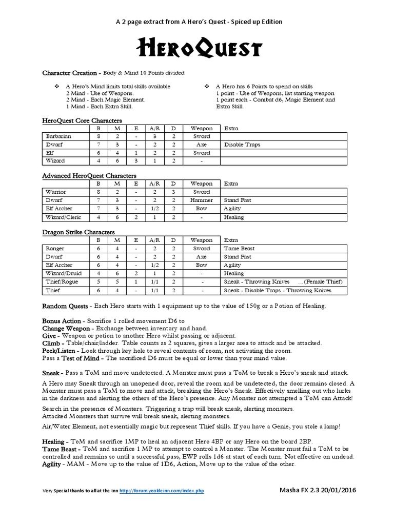 HeroQuest Spiced Up 2 Page 2.3 | Fantasy | Role Playing Games