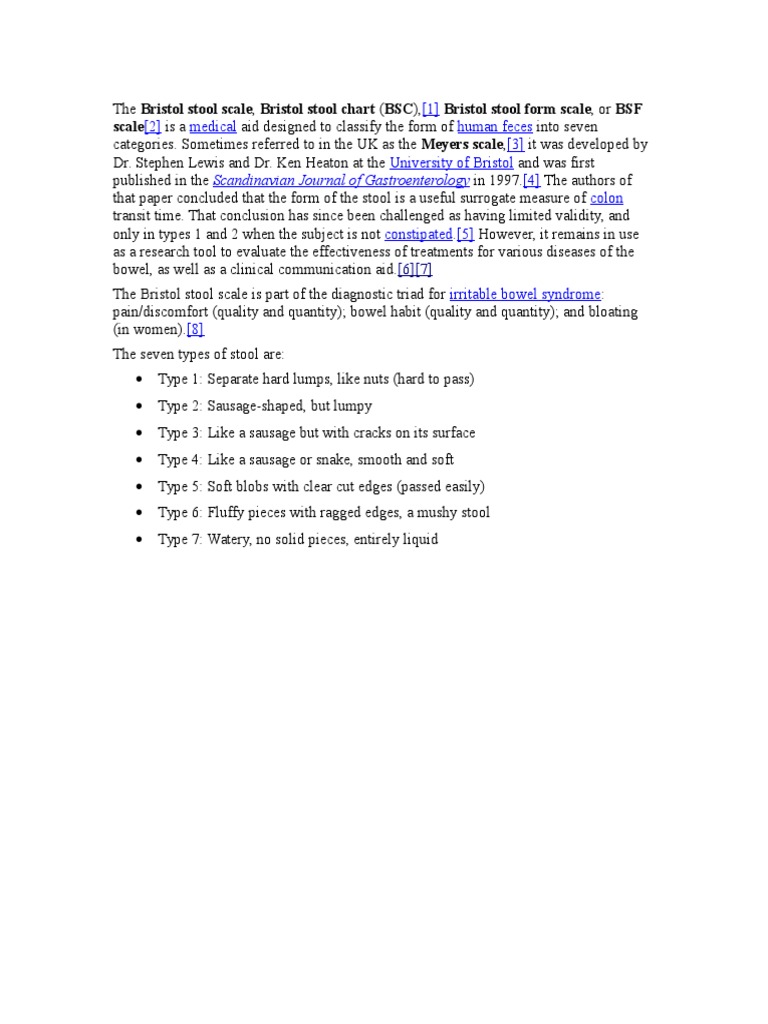 Understanding the Bristol Stool Scale | PDF | Wellness