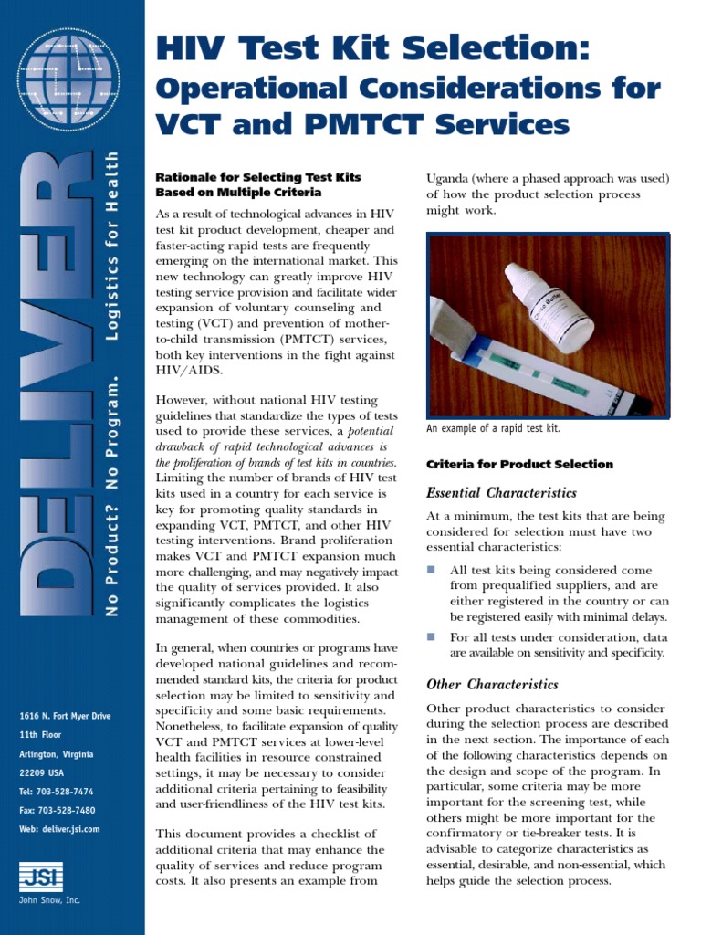 02 Handout HIV Test Kit Selection-Operational - Considerations-1 | PDF ...