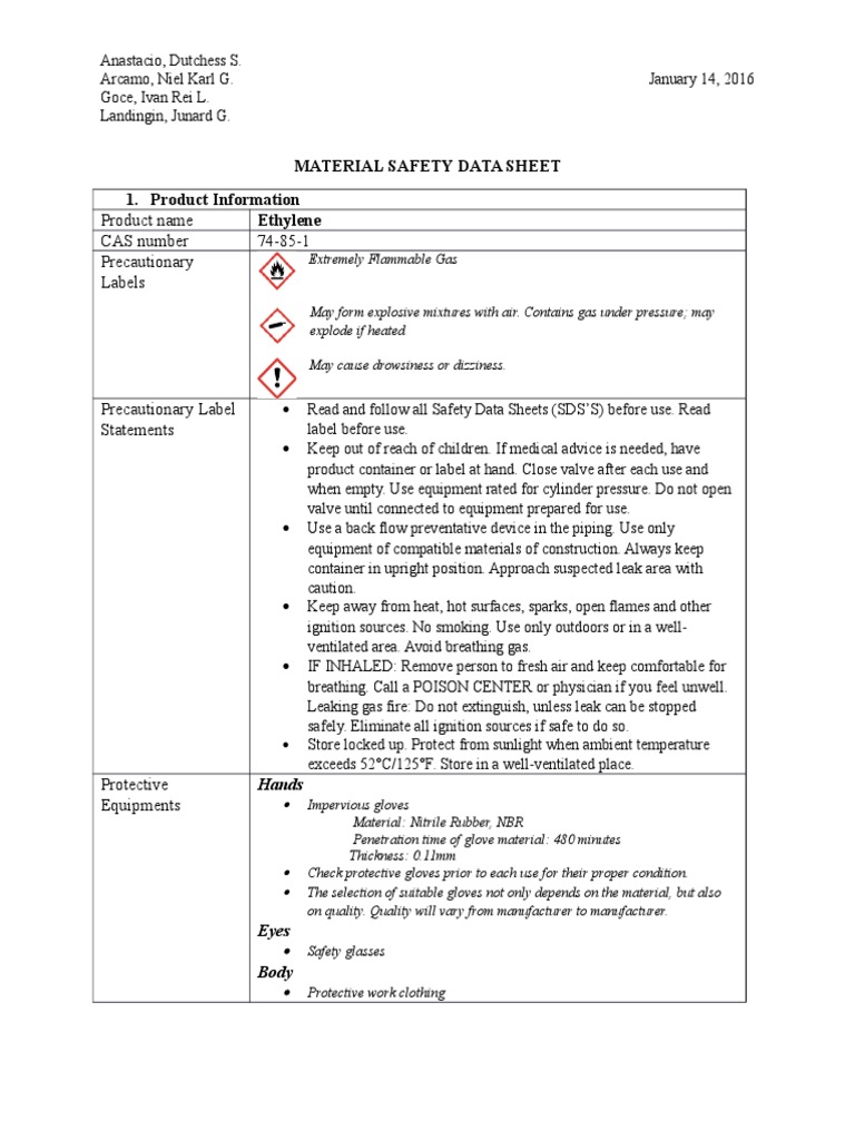 Ethylene Safety Guide | PDF | Waste Management | Oxygen