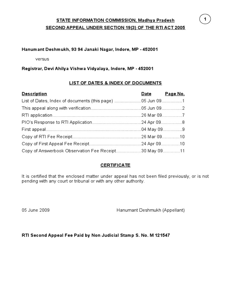 AdvDeshmukh RTI PhotoCopy Second Appeal | Download Free PDF ...