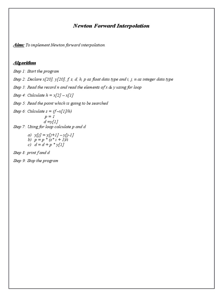 Newton Forward Interpolation | PDF
