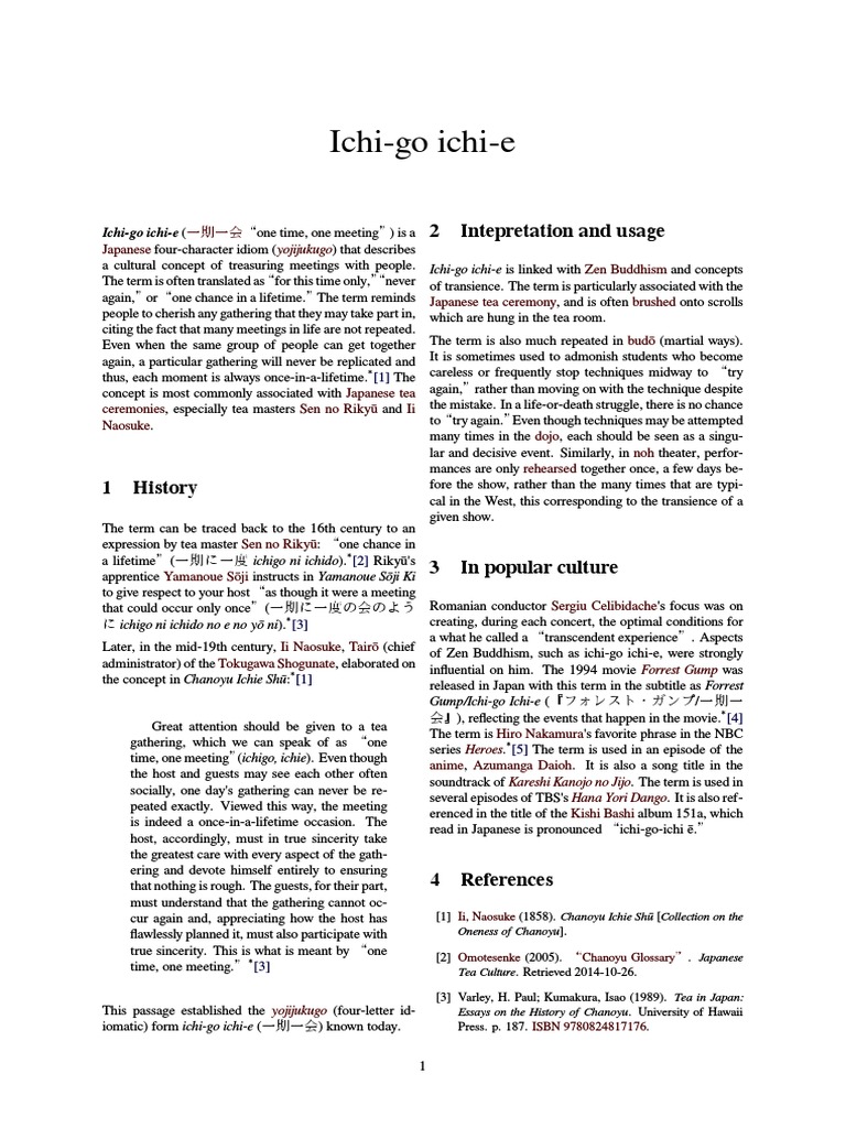 Ichi-go ichi-e (一期一会) | PDF | Japanese Art | Hot Drinks