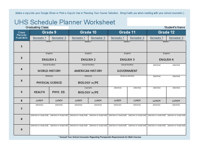 Schedule Worksheet Planner - Planner | PDF | Science & Mathematics