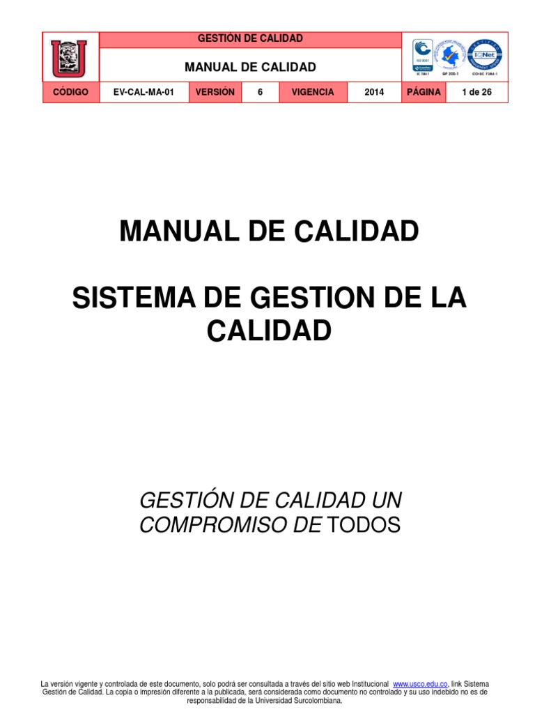 1 - Manual de Calidad PDF | PDF | Gestión de la calidad | Calidad (comercial)