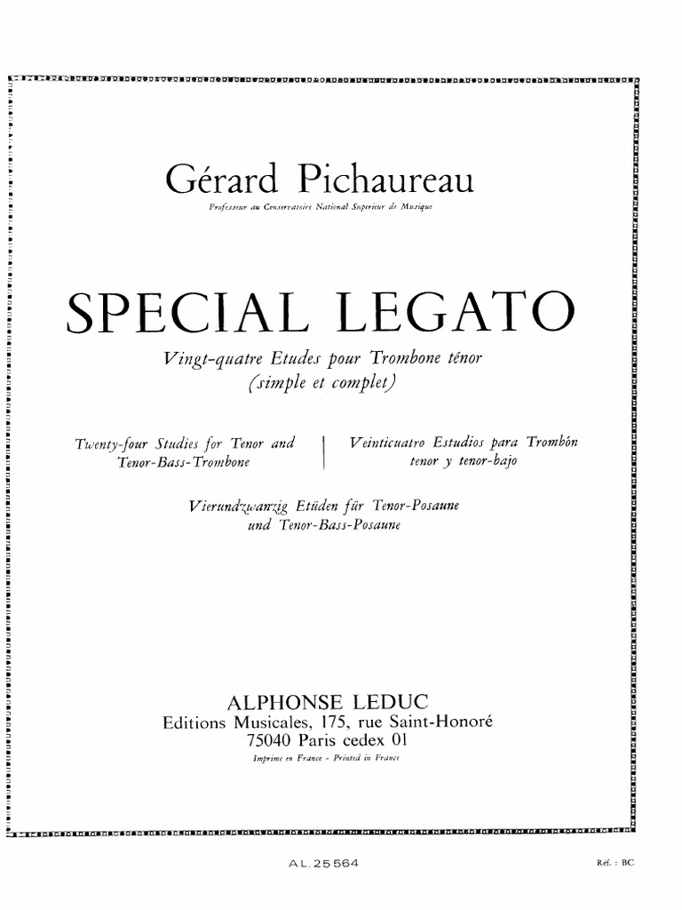 Picherau - Spécial Légato - Trombone | PDF | Instruments à hauteur continue | Notation musicale
