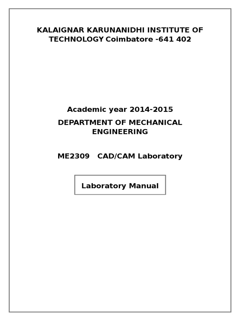 Cad Cam Lab Manual | PDF | Computer Aided Design | Industries