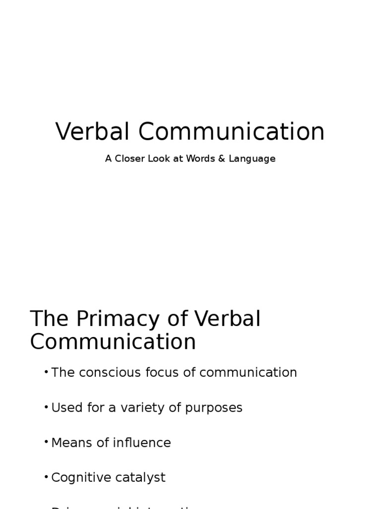 Verbal Comm Outline | PDF | Word | Perception