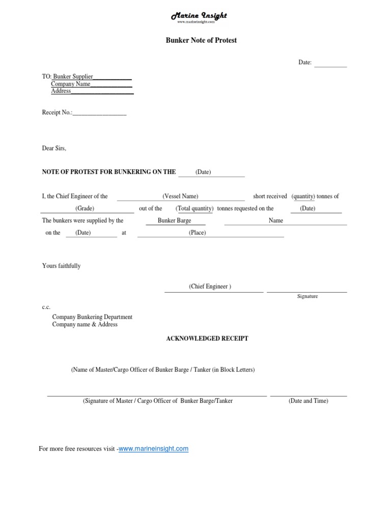 Bunkering Protest Example | PDF