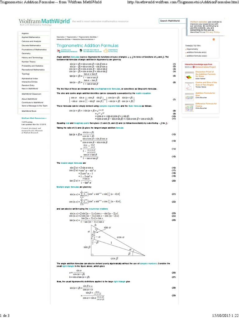 Trigonometric Addition Formulas | Trigonometric Functions | Trigonometry