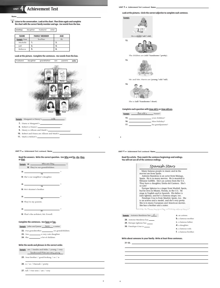Family Member Chart Completion Exercise | PDF