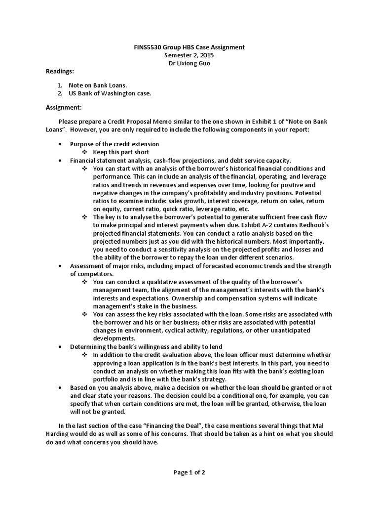 Credit Proposal Memo Guidelines | PDF | Banks | Loans