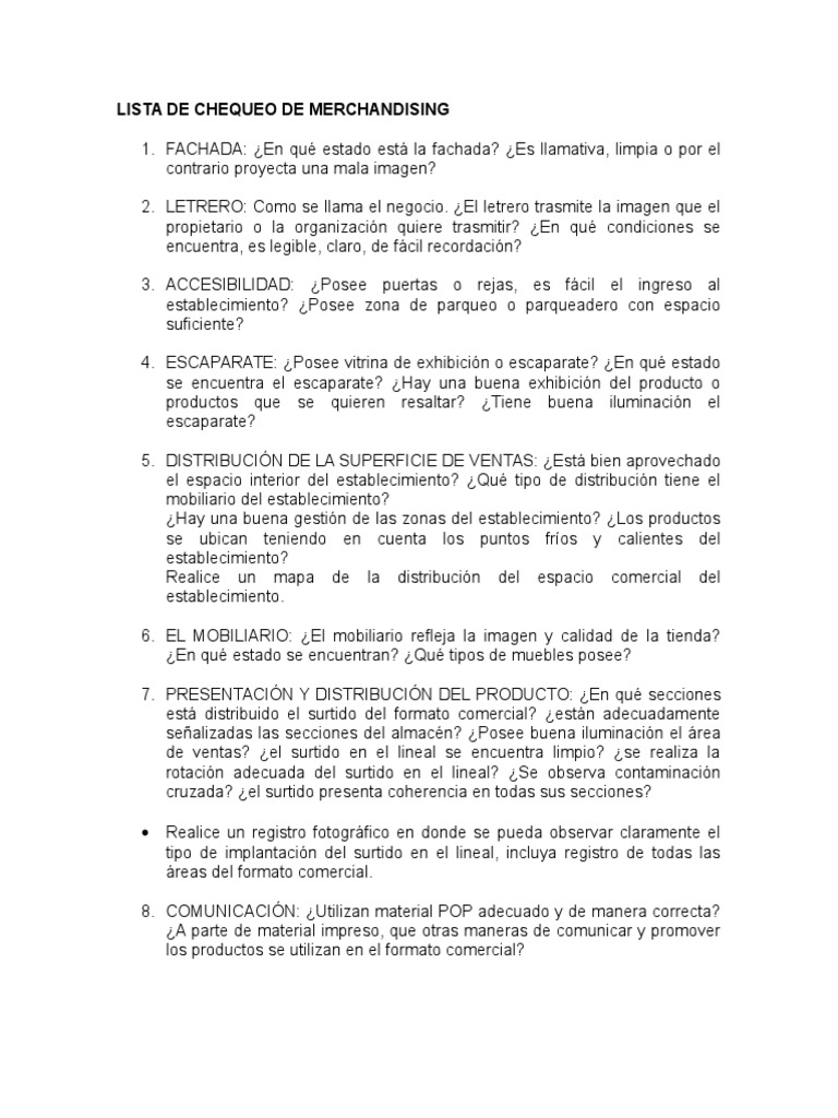Checklist de Merchandising Efectivo | PDF