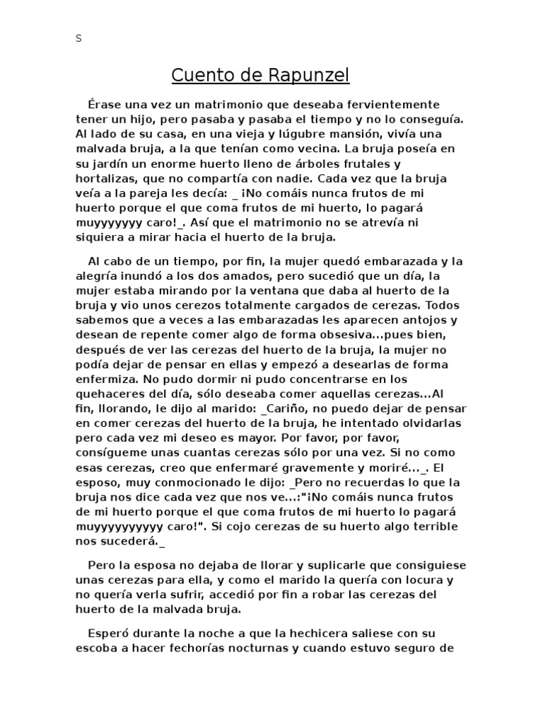 Cuento de Rapunzel | PDF | Rapunzel