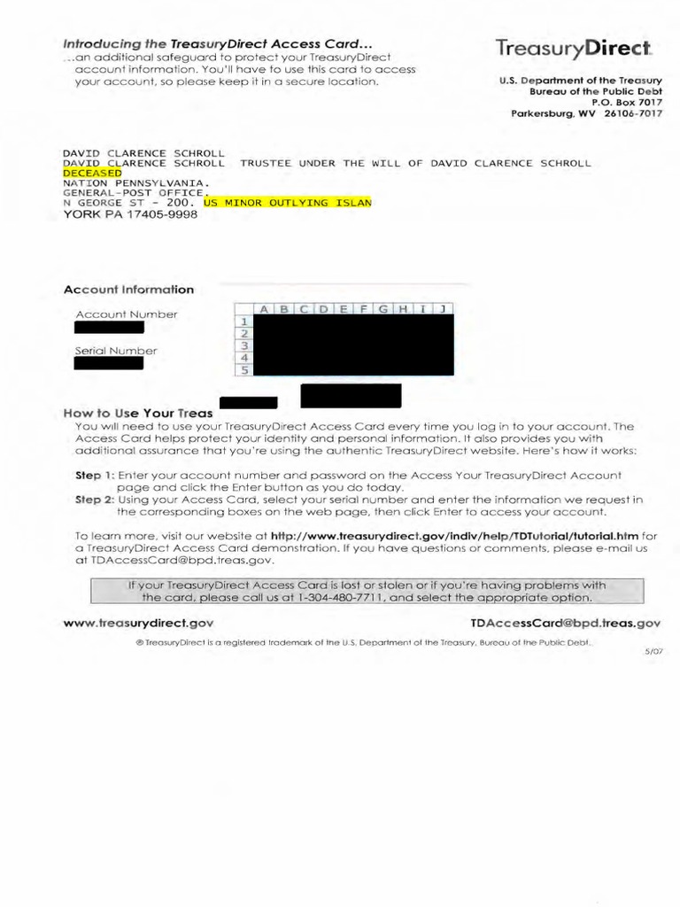 TreasuryDirect Access Card Guide | PDF
