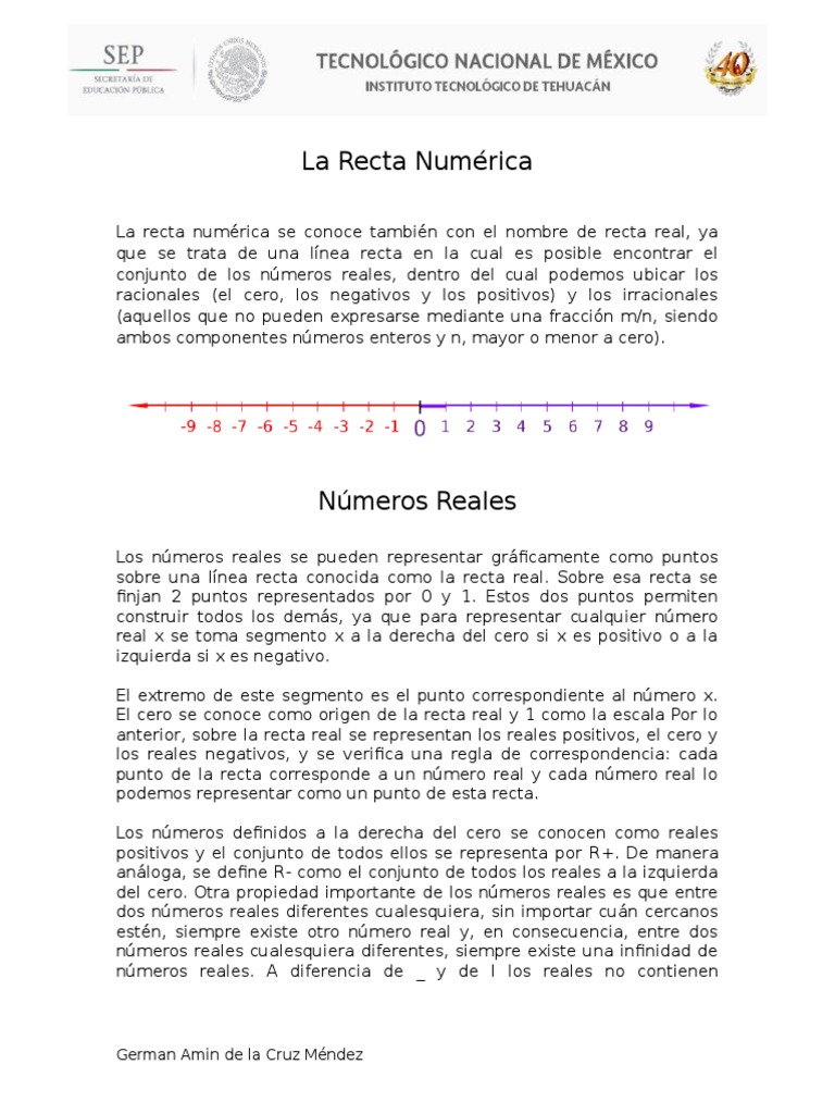 Los Numeros Reales y La Recta Numerica | PDF | Número Real | Números