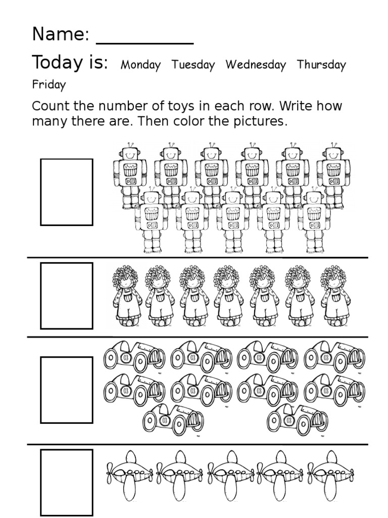 Toy Counting and Coloring Activity | PDF