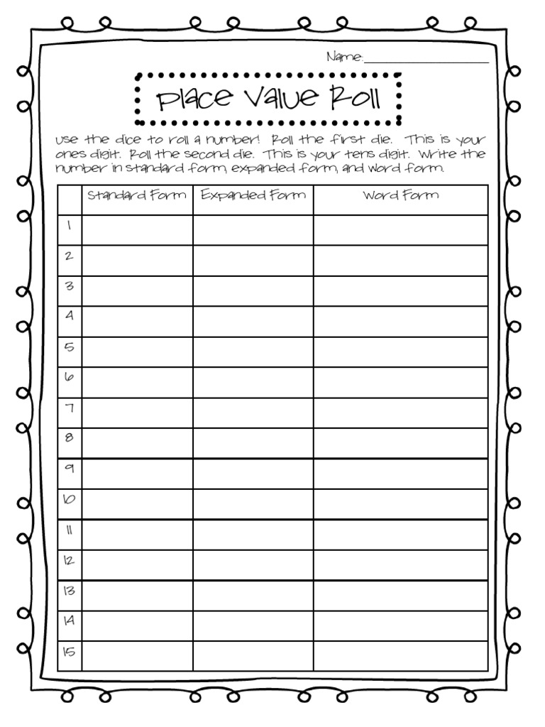 Place Value Dice Game Activity | PDF