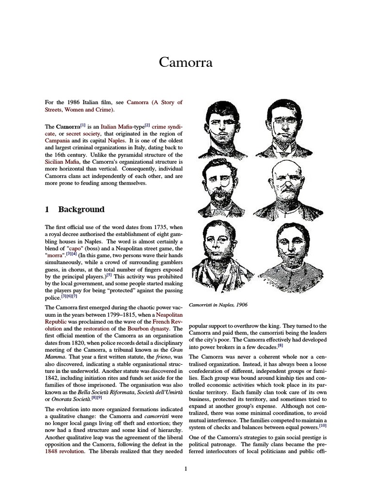 Camorra: 1 Background | PDF | Transnational Organized Crime | Organized ...