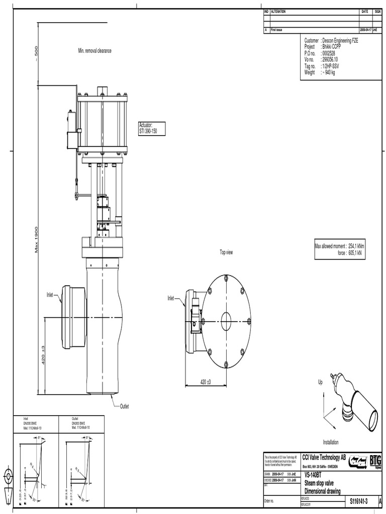CCI Valve Technology: VS-140BT Drawing | PDF