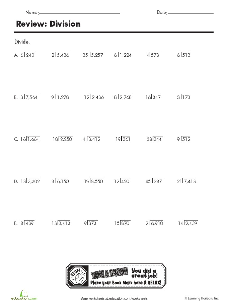 Math Review Multi Digit Division | PDF