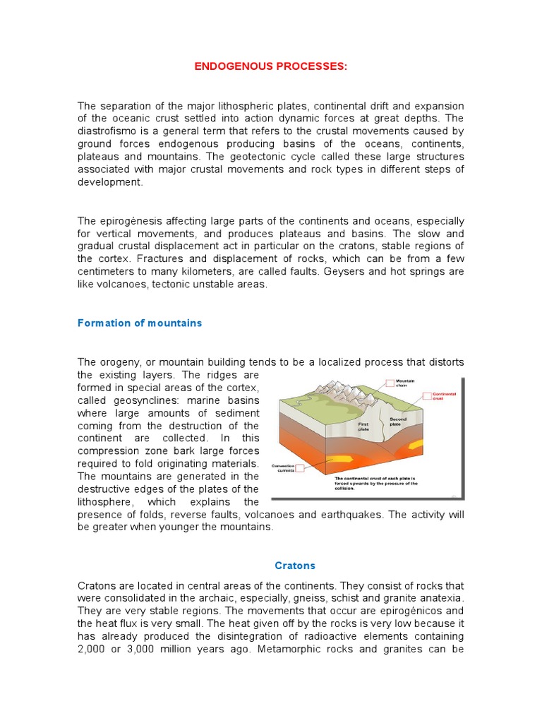 Endogenous Geological Processes Explained | PDF | Plate Tectonics | Volcano