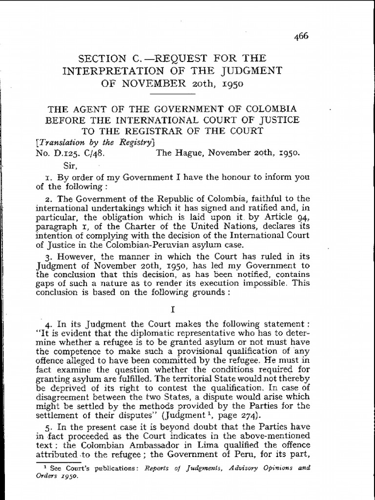 Asylum Case (ICJ Reports 1950) | PDF | Judiciaries | Constitutional Law