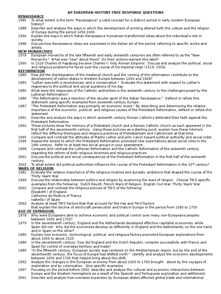 Essay Questions 1975-2002 | PDF | Protestant Reformation | Protestantism
