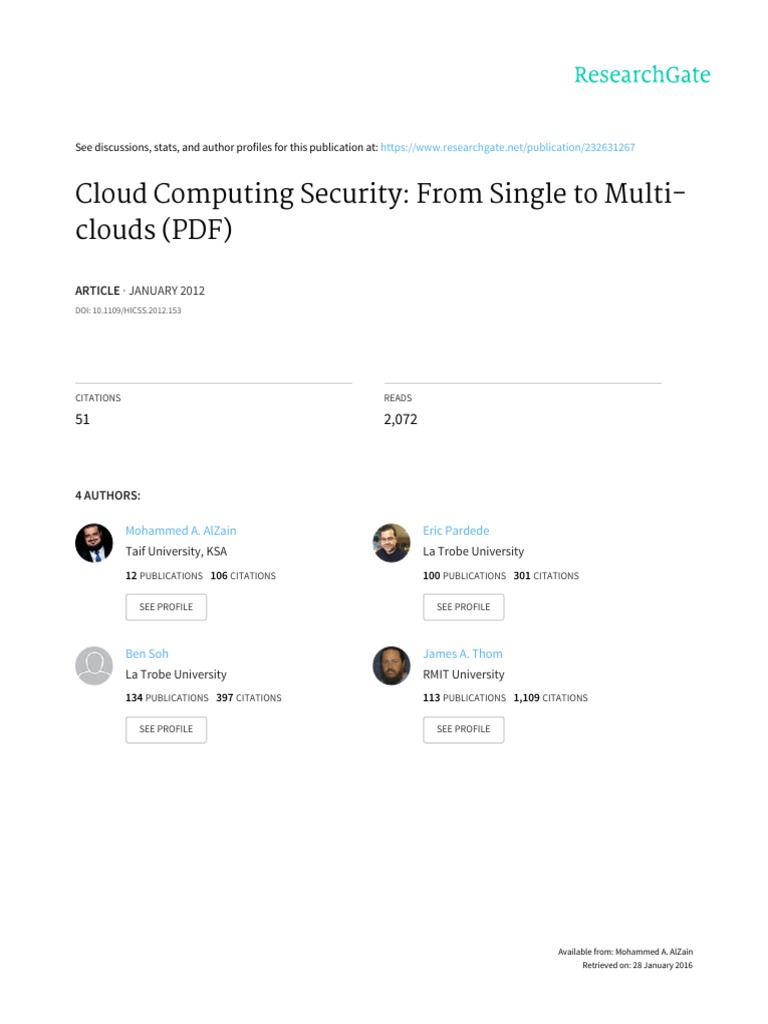 Cloud Computing Security From Single To Multi Clouds Pdf Software As A Service Cloud Computing