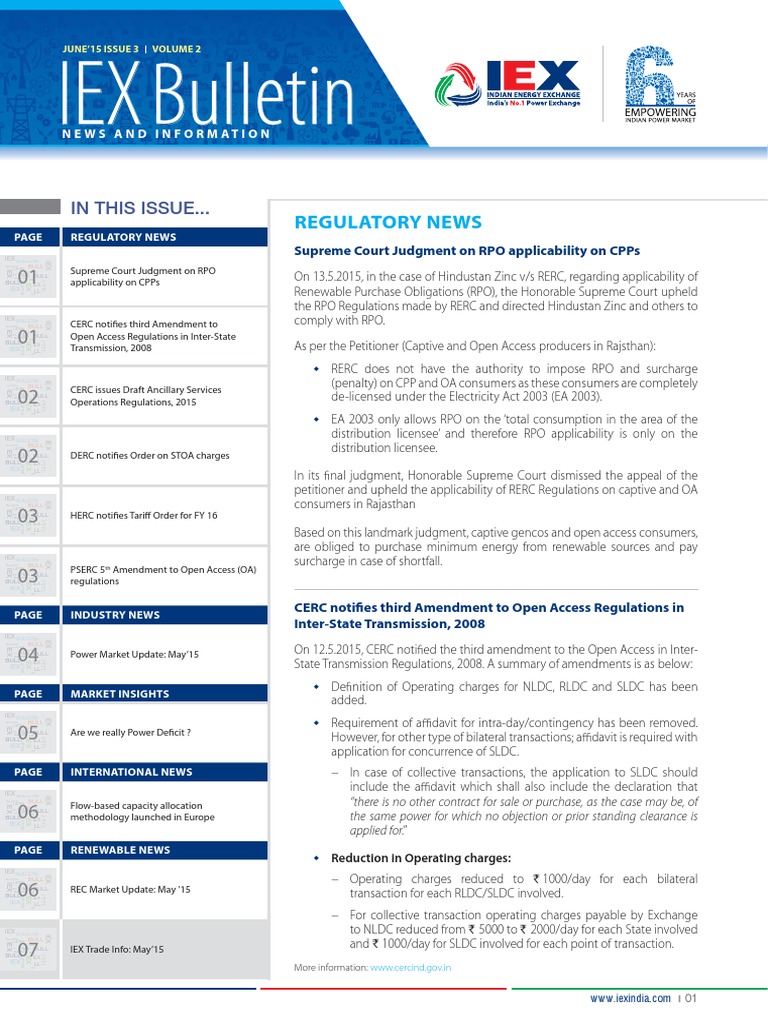 17 06 2015IEX Bulletin June15 | PDF | Physical Universe | Power (Physics)