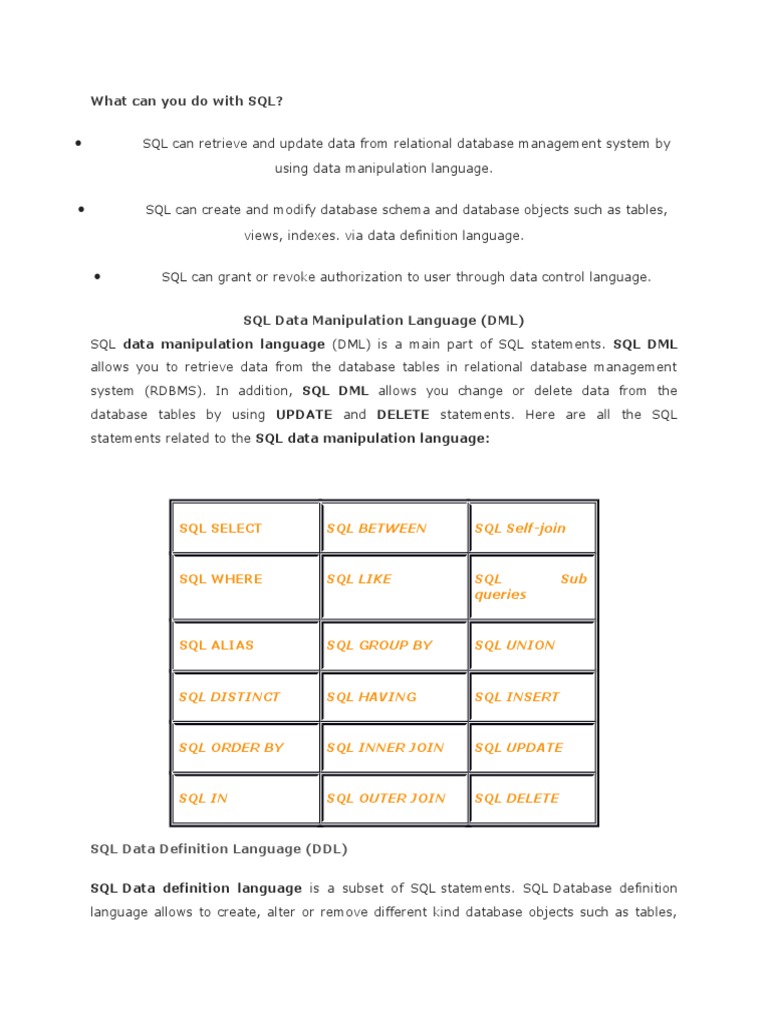 What Can You Do With SQL? | PDF | Sql | Databases