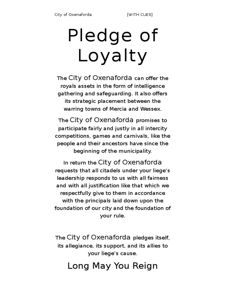 Pledge of Loyalty by Matthew Rumley | PDF