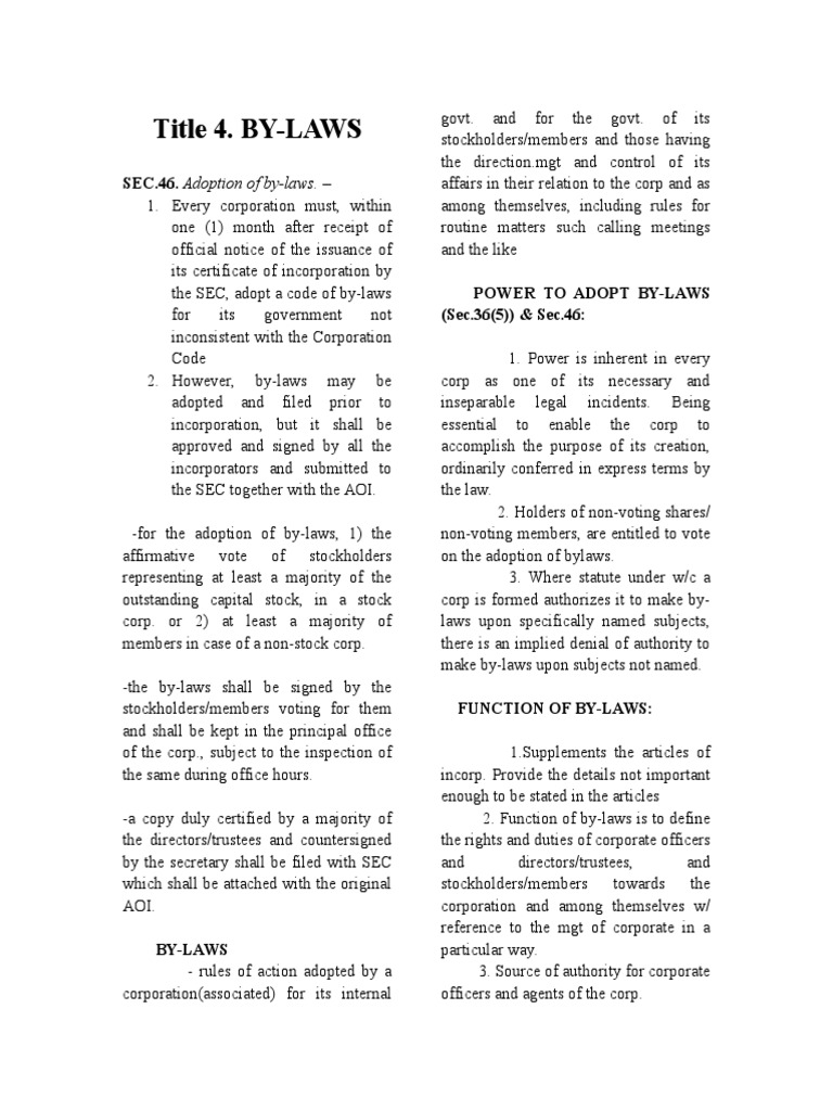 BY-LAWS Sample | PDF | By Law | Corporations