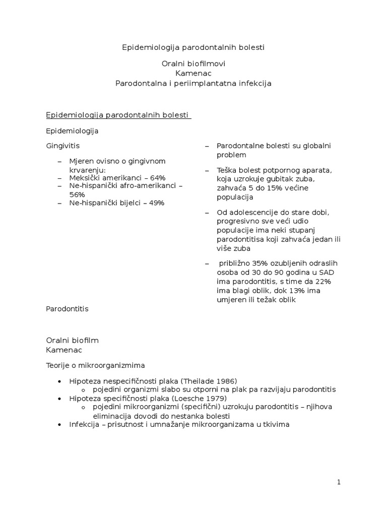 Epidemiologija Parodontalnih Bolesti | PDF