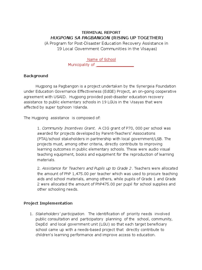 Template -Terminal Report | Learning | Teaching And Learning