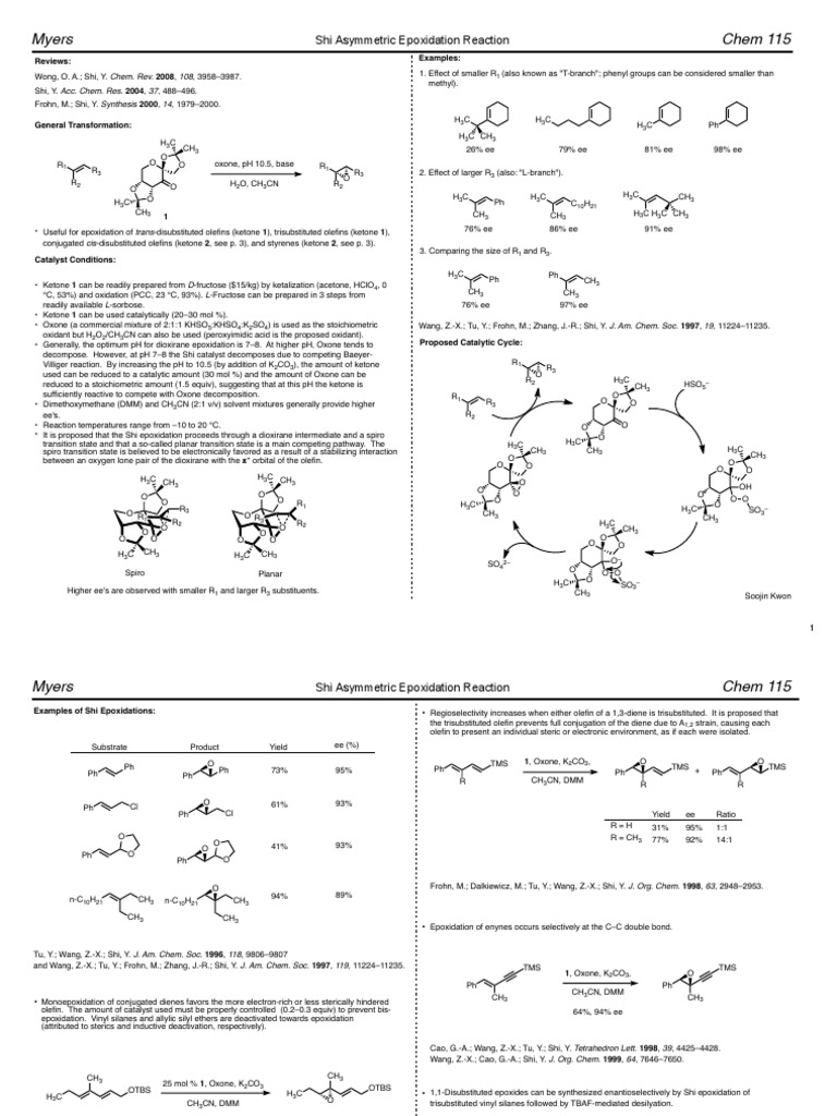 Chem 115 Myers: Shi Asymmetric Epoxidation Reaction | PDF | Organic ...
