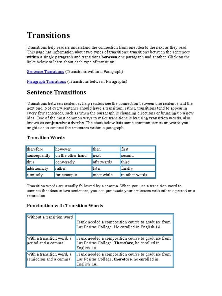 Transitional Markers | PDF | Comma | Adverb