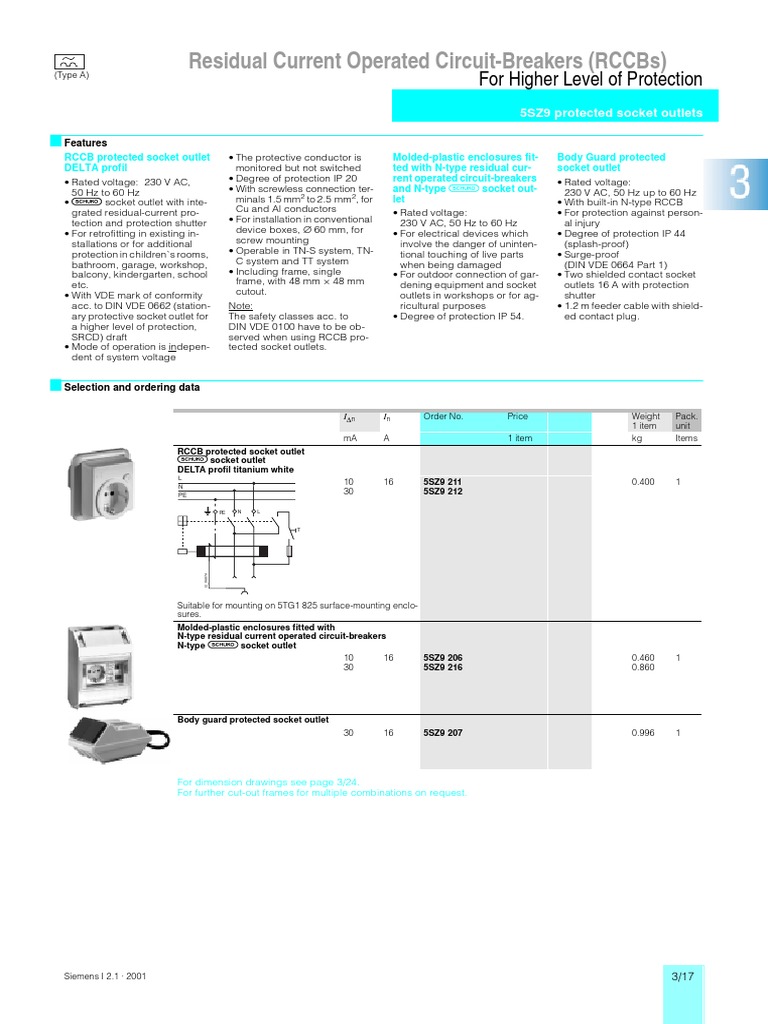 Siemens RCCB | PDF | Ac Power Plugs And Sockets | Manufactured Goods