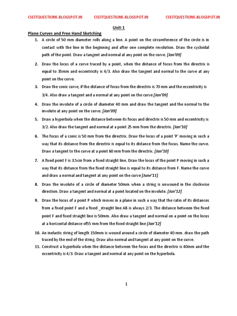 First Sem Engineering Graphics Question Bank | PDF | Euclidean Geometry ...