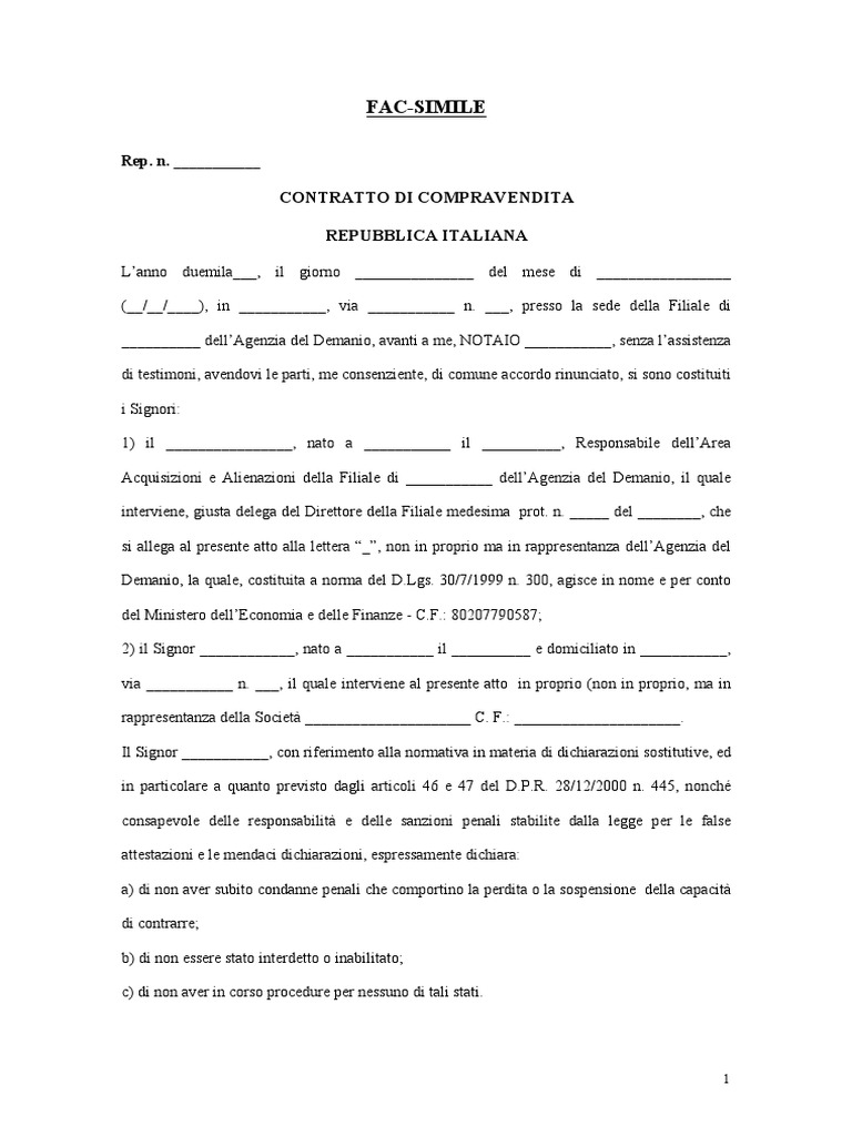 Contratto Compravendita | PDF