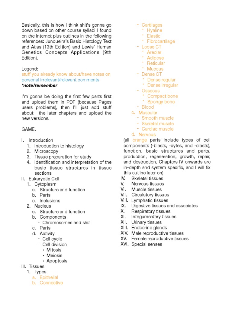 Histology Course Outline And Techniques Pdf Staining Fixation