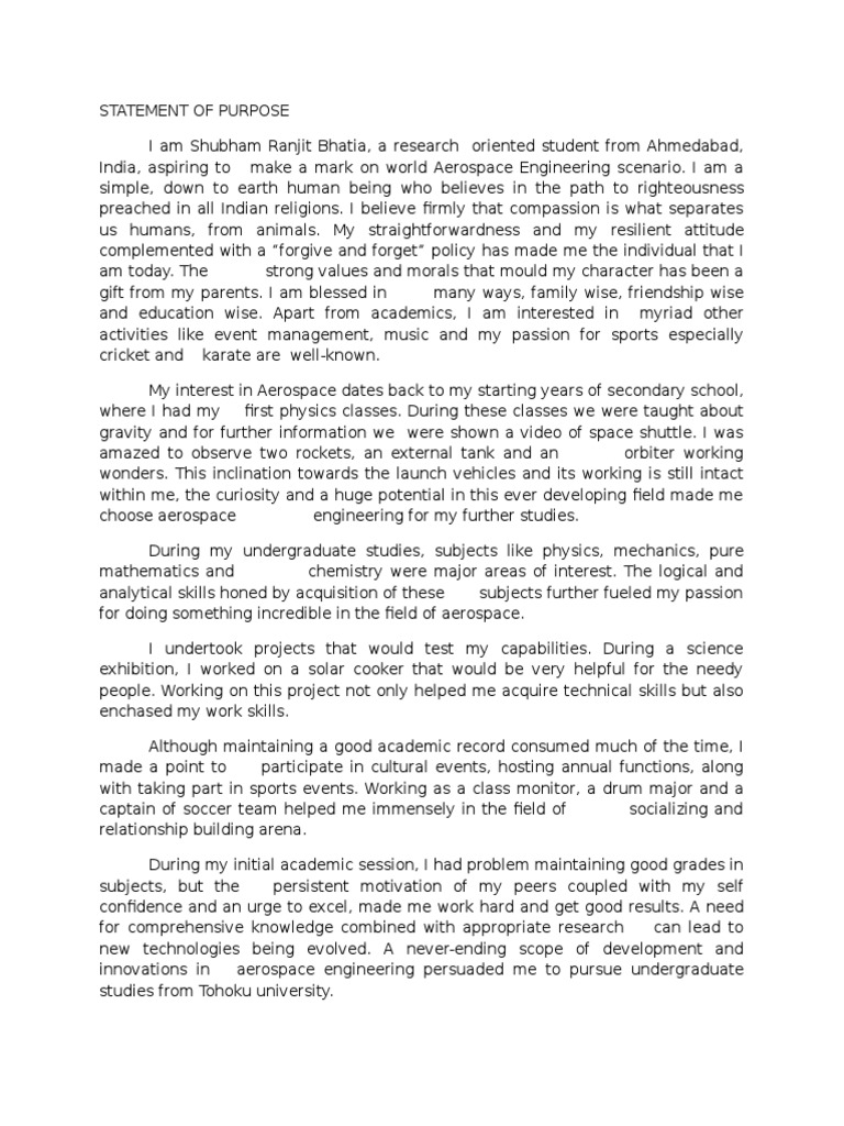 SOP | Aerospace Engineering | Engineering