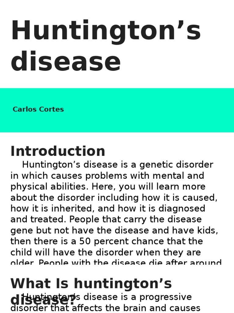 Huntingtons Disease Project | PDF | Medical Diagnosis | Diseases And ...