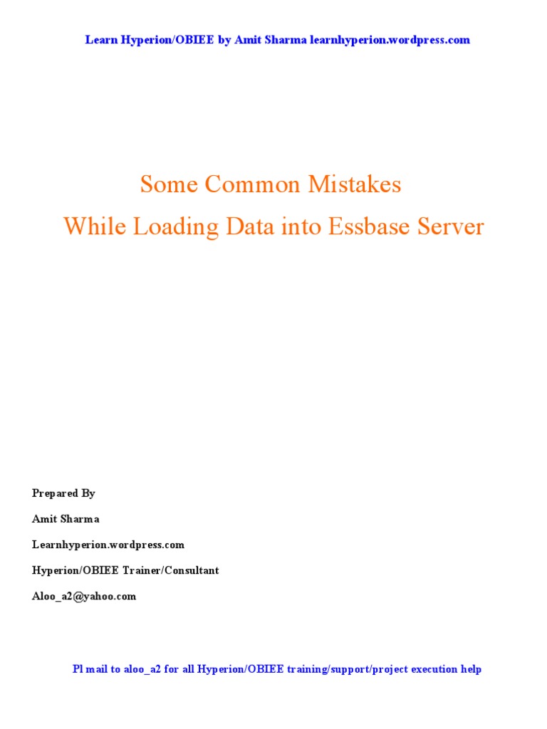 Some Common Essbase Errors | PDF | Backup | Areas Of Computer Science