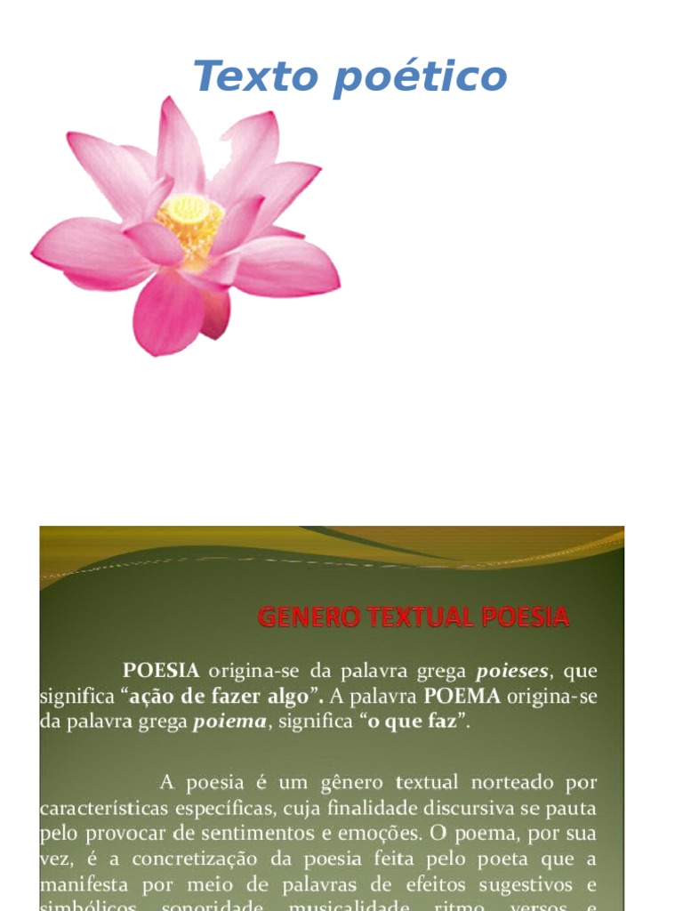 Definição Texto Poético | PDF | Métrica (poesia) | Poesia