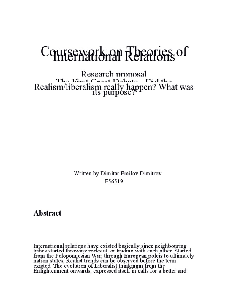 InternationalRelations (The First Great Debate) | PDF | International ...