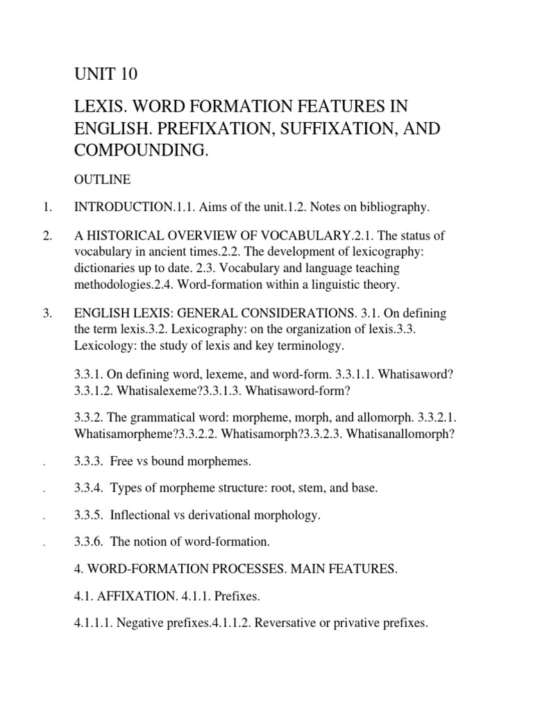 Lexis. Word Formation Features in English. Prefixation, Suffixation ...